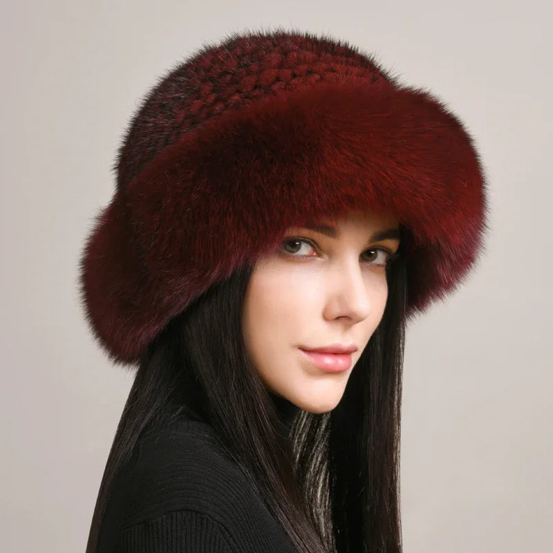 Isabella Round Crown Fur Hat | Fur Brim Solid Fur Hat – Hudson & Mark
