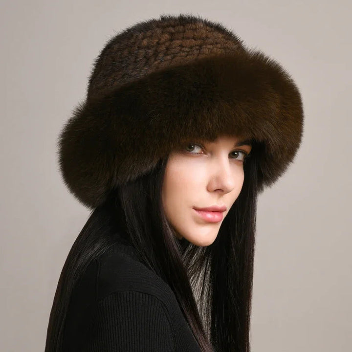 Isabella Round Crown Fur Hat | Fur Brim Solid Fur Hat – Hudson & Mark