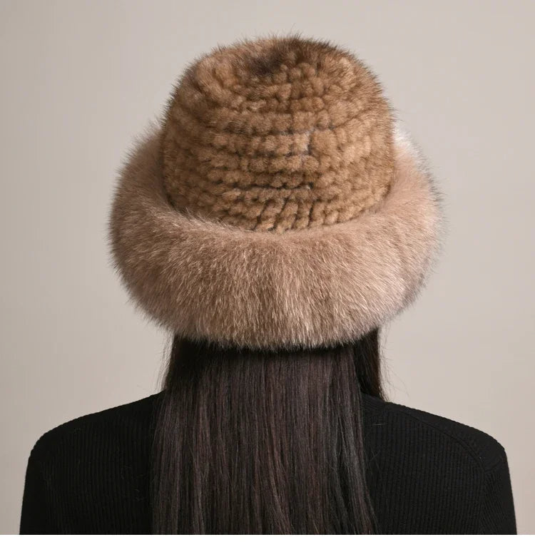 Isabella Round Crown Fur Hat | Fur Brim Solid Fur Hat – Hudson & Mark